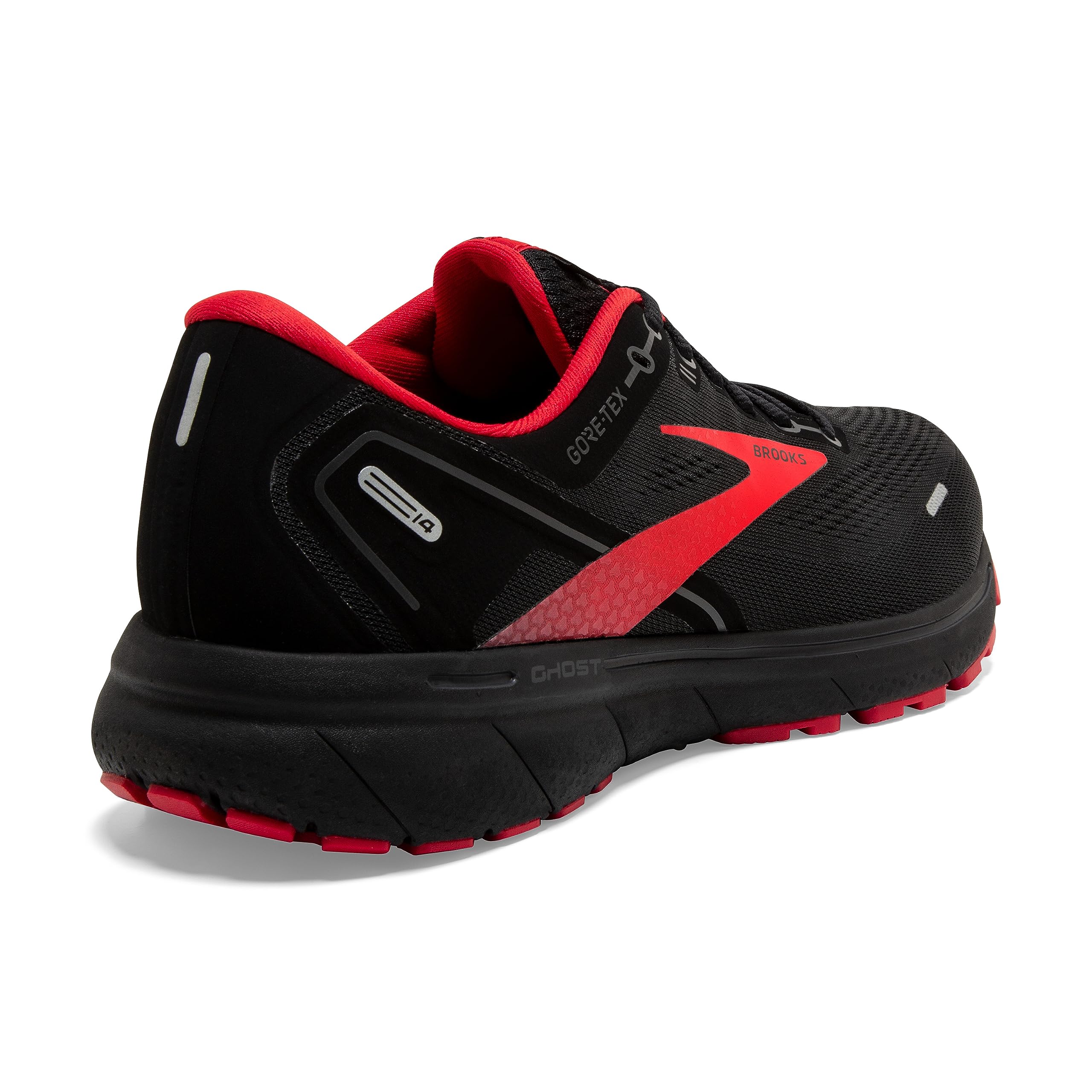 Brooks Men's Ghost 14 GTX Waterproof Neutral Running Shoe - Black/Blackened Pearl/High Risk Red - 12 Medium