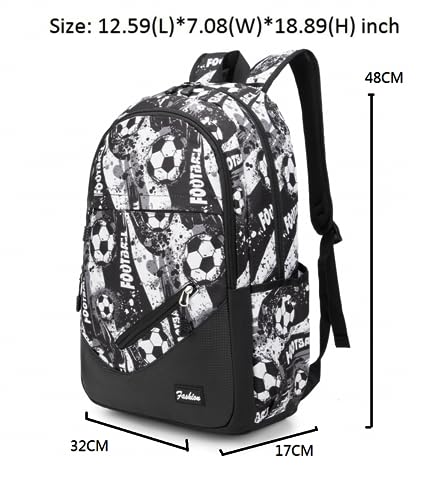ETAISHOW Football-Print Backpack for Boys Elementary Middle School Soccer Backpack for Kids School Bag for Teens