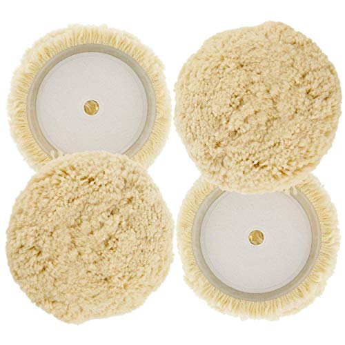 TCP Global 6" 100% Wool Hook & Loop Grip Buffing Pad for Compound Cutting & Polishing (Pack of 2)