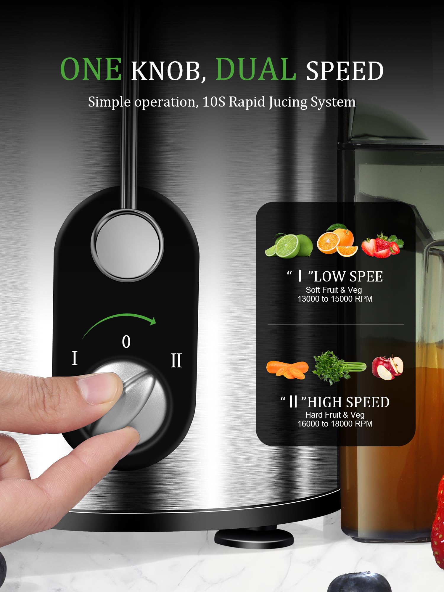Healnitor 800W Centrifugal Juicer Machines Vegetable and Fruit with 3” Wide Chute, Juice Extractor with 2 Speeds, Easy to Clean, Anti-Drip, BPA Free
