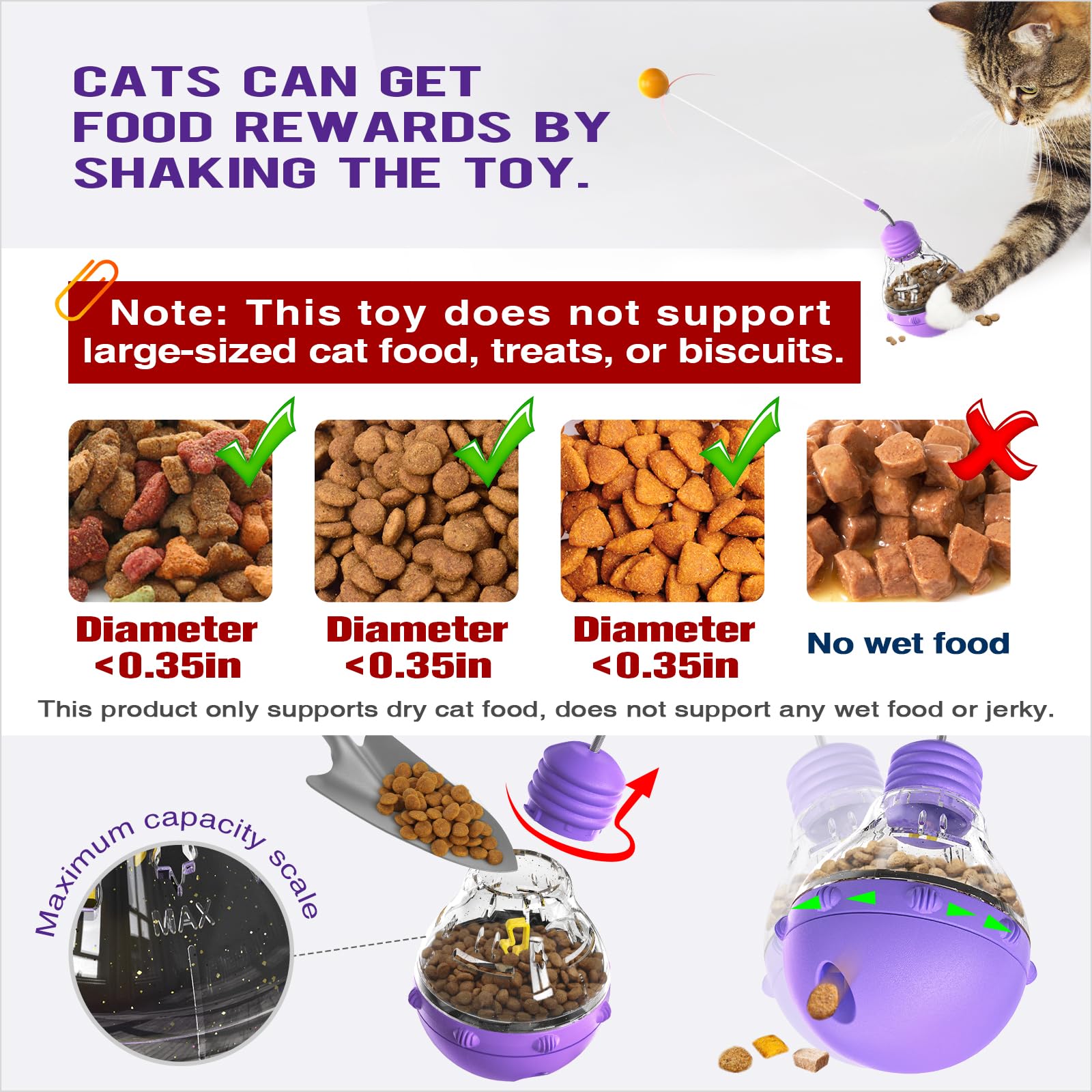 FuFuPet Interactive Cat Toy - Treat Dispenser and Puzzle Ball for Engaging Playtime (Pink)
