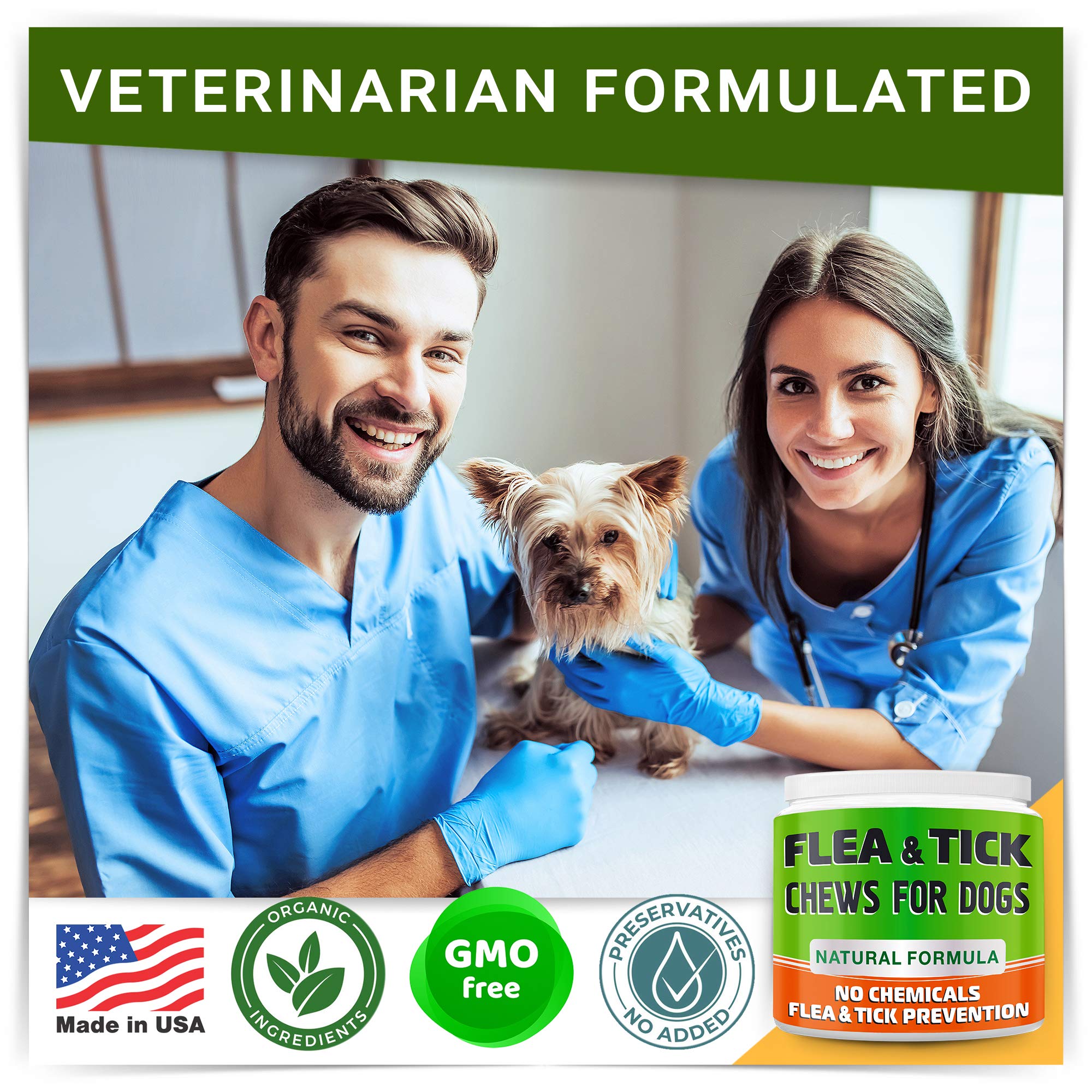 Chewable Flea and Tick Treats for Dogs - Made in USA - Flea and Tick Solution - Duck Flavor