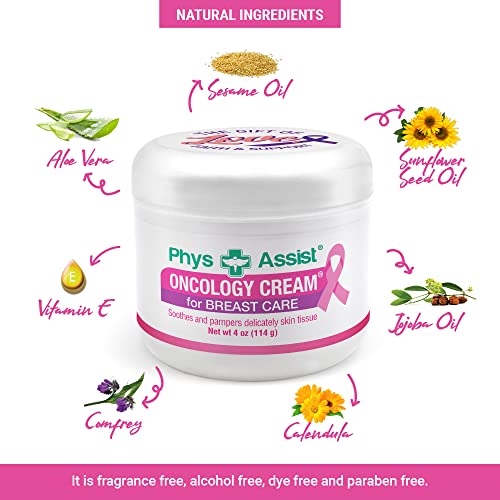 PhysAssist Oncology Cream for Breast Care Soothes and Pampers Delicately skin tissue. 4 oz