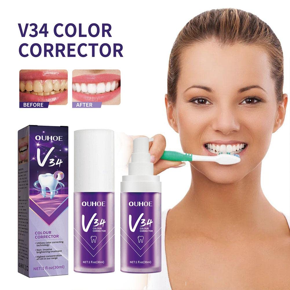 Colour Corrector Purple Teeth Whitening,Tooth Stain Removal, Teeth Whitening Booster,Teeth Whitening Brightening Toothpaste