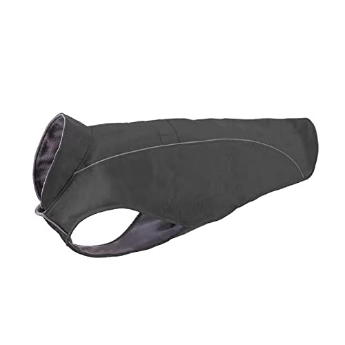 FamilyQL Dog Coat Water-Resistant Windproof with Reflective Trim Dog Jacket Warm Fleece Lined Anti-Tear Adjustable Outdoor Dog Clothes for Small Medium Large and Extra Large Dogs (Grey, Medium)