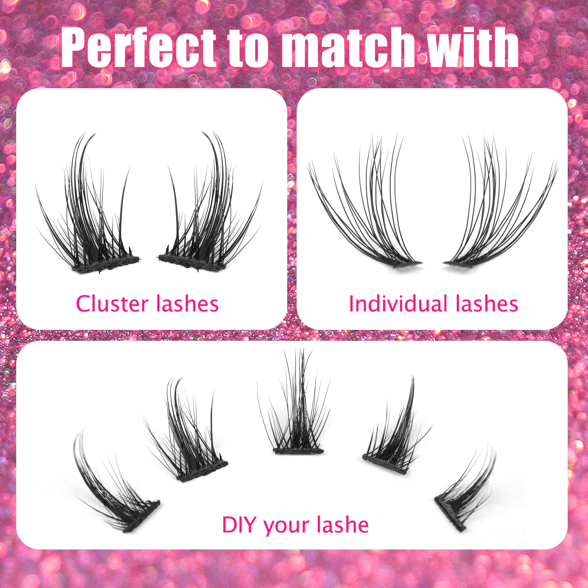 Eyelashes Glue,Lashes Bond and Seal,Individual Lashes Adhesive for Cluster DIY False Eyelash Extension,Strong Hold Waterproof Long Lasting Eyelashes Glue for Sensitive Eyes (5ML)