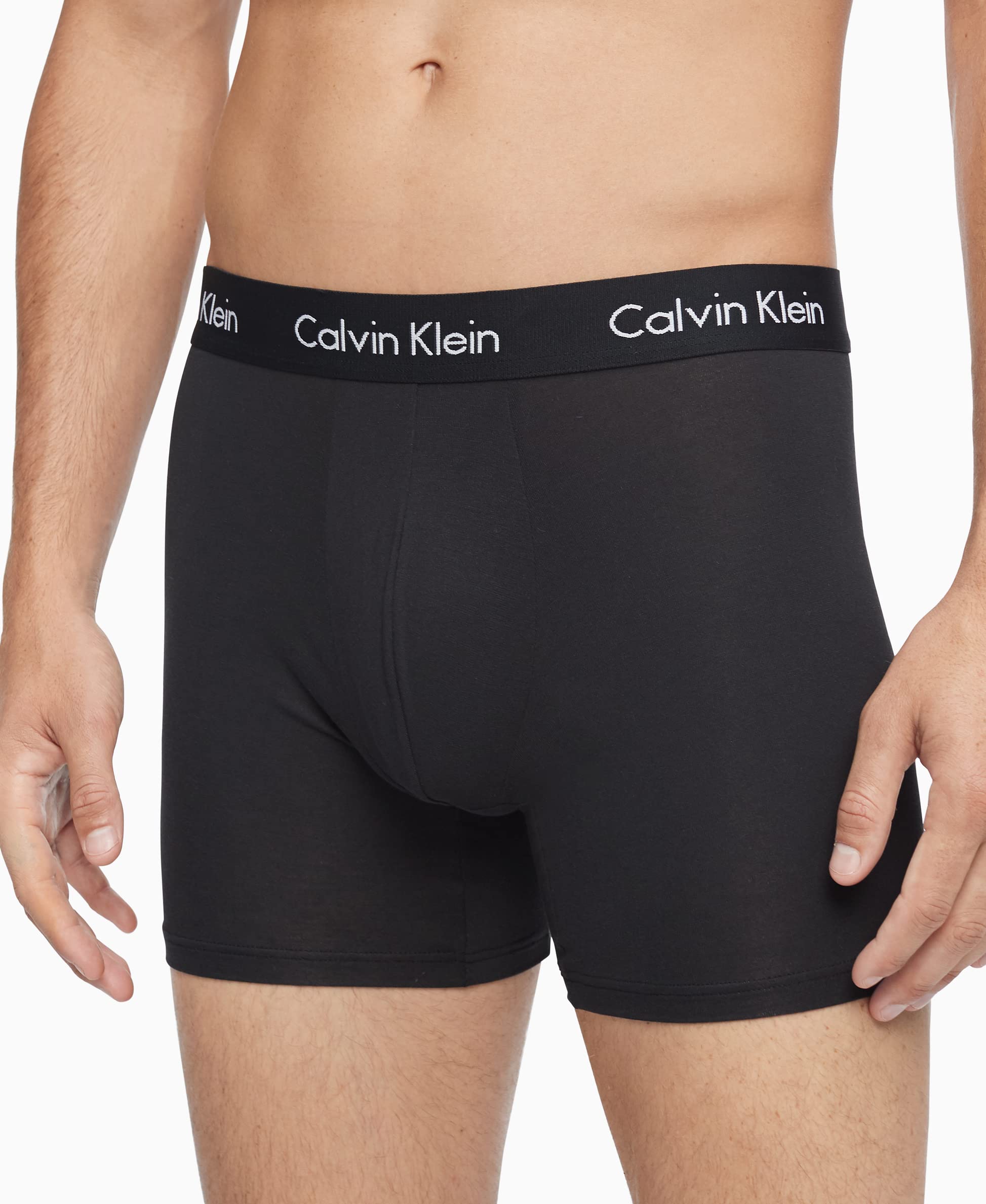 Calvin Klein Men's Underwear Body Modal Boxer Briefs 3 Pack, Black/Black/Black, Large