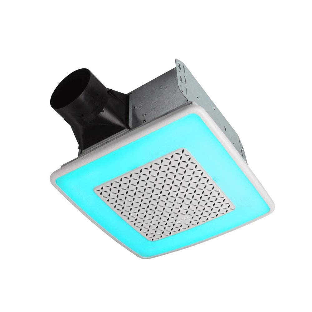 Broan-NuTone AER110RGBL ChromaComfort 110 CFM Ventilation Fan with 24 Color Selectable LED, 1.5 Sones, ENERGY STAR Certified, White