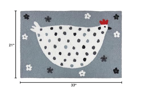 Jellybean Cool Grey Chick Kitchen Décor Indoor/Outdoor Washable 21" x 33" Accent Rug