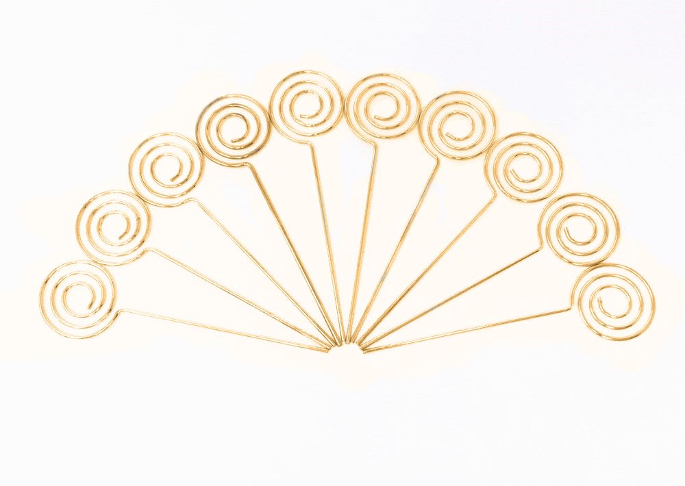 Honbay 30pcs DIY Gold Round Shape Ring Loop Craft Wire Clip Table Card Note Photo Memo Holder Metal Clamp Clay Cake Decoration Accessories