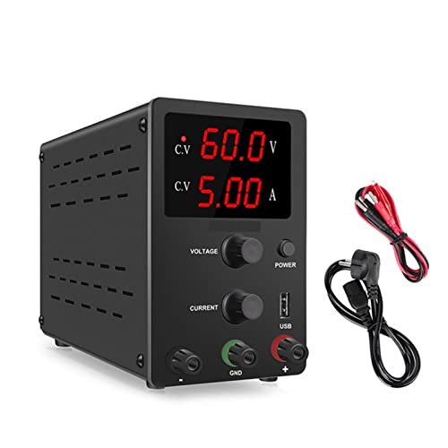 DC Power Supply, DC Laboratory 60V5A Regulated Adjustable Power Supply Professional Voltage Regulator Stabilizer Switching Bench Source,Electroplating DIY(60V 5A White)