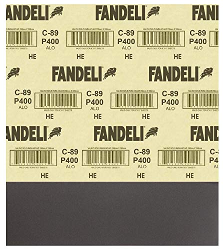Fandeli | Waterproof Sandpaper | 400 Grit | 25 Sheets 9'' x 11'' | For for Plastic, Lacquer, Varnish, and Pain | Water Resistant