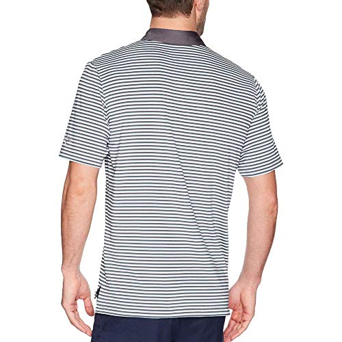 Callaway Men's Refined 3 Color Stripe Short Sleeve Golf Polo Shirt, Asphalt, Medium