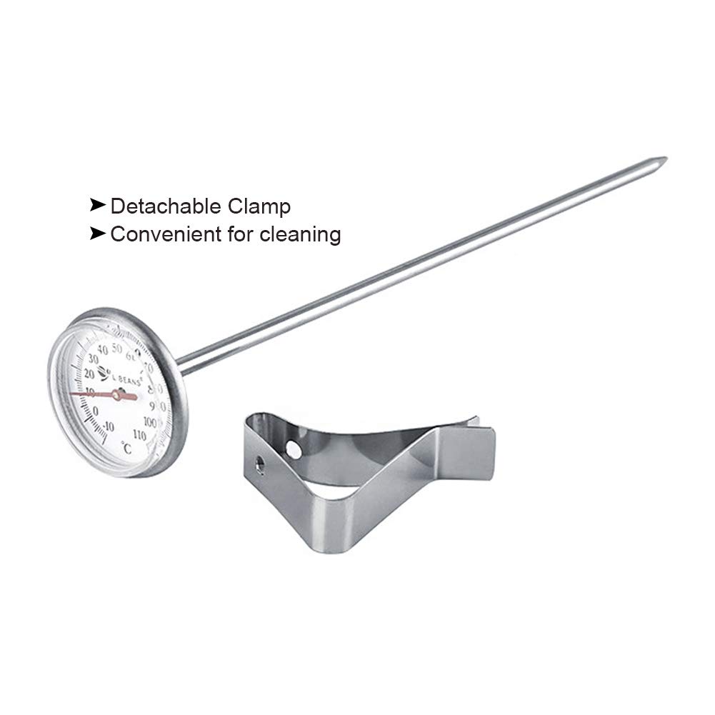 Dial Thermometer, Instant Read Multi-Purpose Thermometer with Clip for Milk, Beverage, Steaming, Coffee((Short Type))