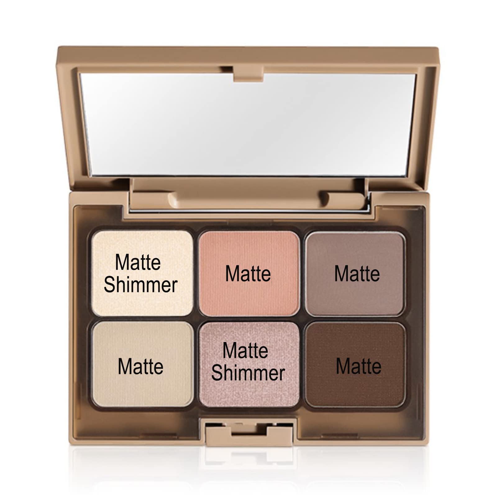 Erinde Matte Eyeshadow Palette Makeup - 6 Taupe & Brown Matte Neutral Shades, Ultra-Blendable, Rich Colors, Velvety Texture, Makeup Set Includes Mirror & Brush, Great for Travel