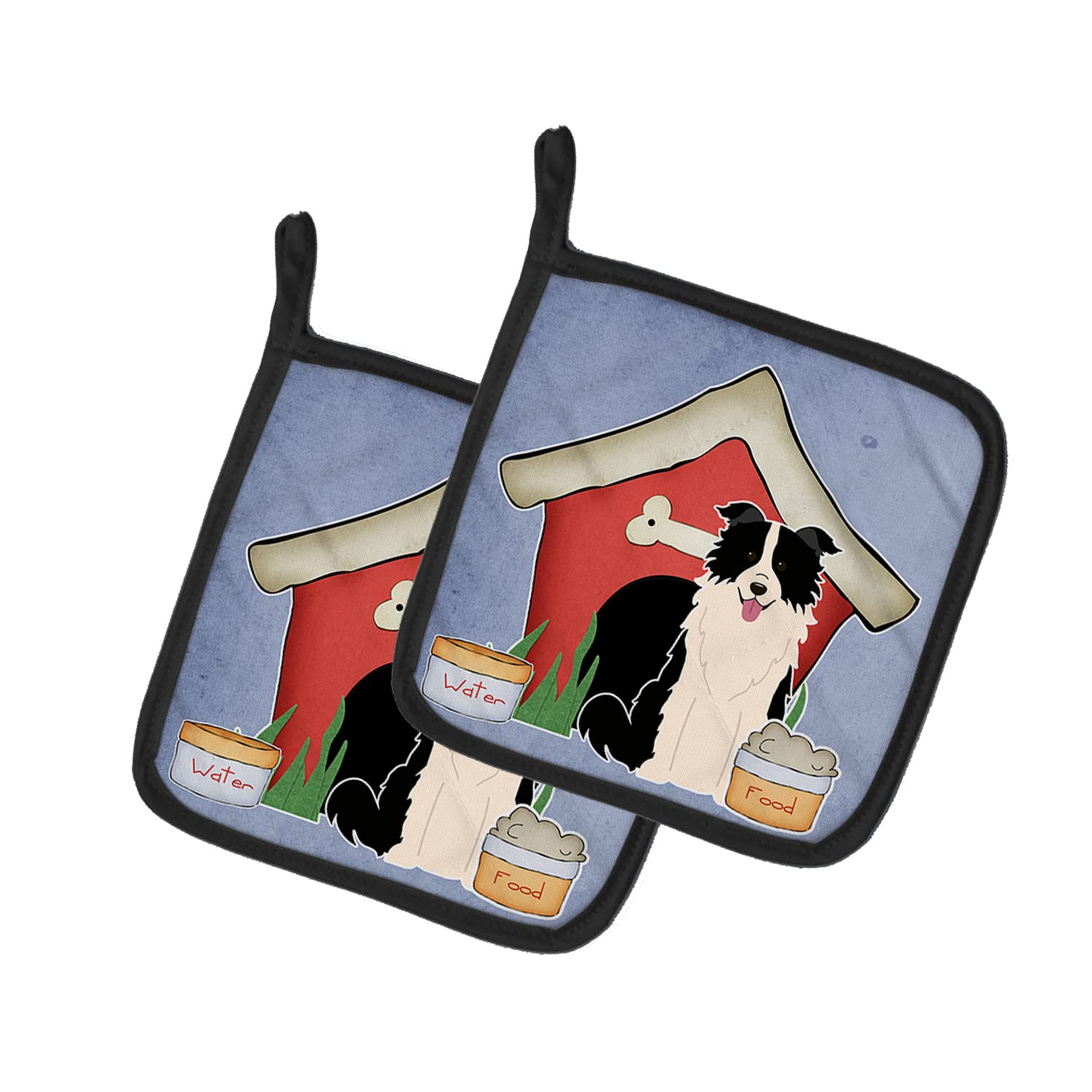 Caroline's Treasures BB2872PTHD Dog House Collection Border Collie Black White Pair of Pot Holders Kitchen Heat Resistant Pot Holders Sets Oven Hot Pads for Cooking Baking BBQ, 7 1/2 x 7 1/2