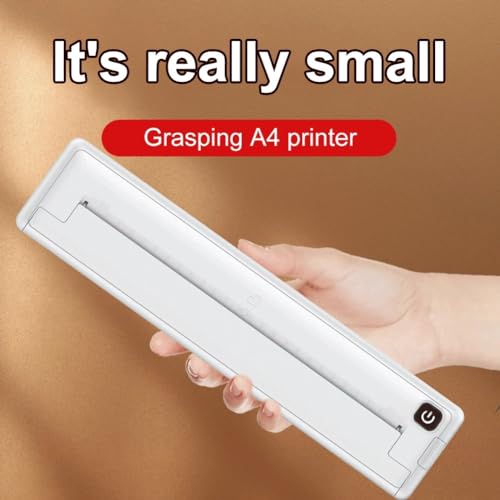 GAELOP DFHBFG Portable Mini Inkless A4 Thermal Printer Pocket Photo Document Printer -Compatible Thermal Printer Easy to Use