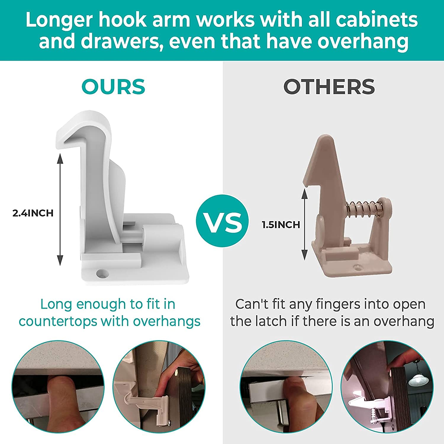 Child Proof Cabinet Locks Safety(10 Pack) - 3rd Generation Baby Proofing Locks Easy Install No Drilling or Keys, Works with Cabinets Cupboards Drawers Kitchen, Child Safety Cabinet Latches for Babies