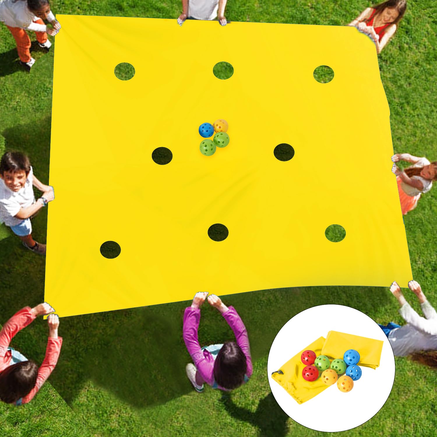 Sonyabecca Hole Tarp Team Building Exercise Activities Games Teamwork Group Learning Fun Playing Yellow,85''Lx57''W