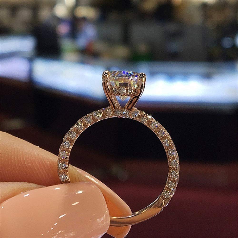 ChenFeng Rose Gold Ring Grown Halo Engagement Ring for Women Ideal Engagement Ring (10)
