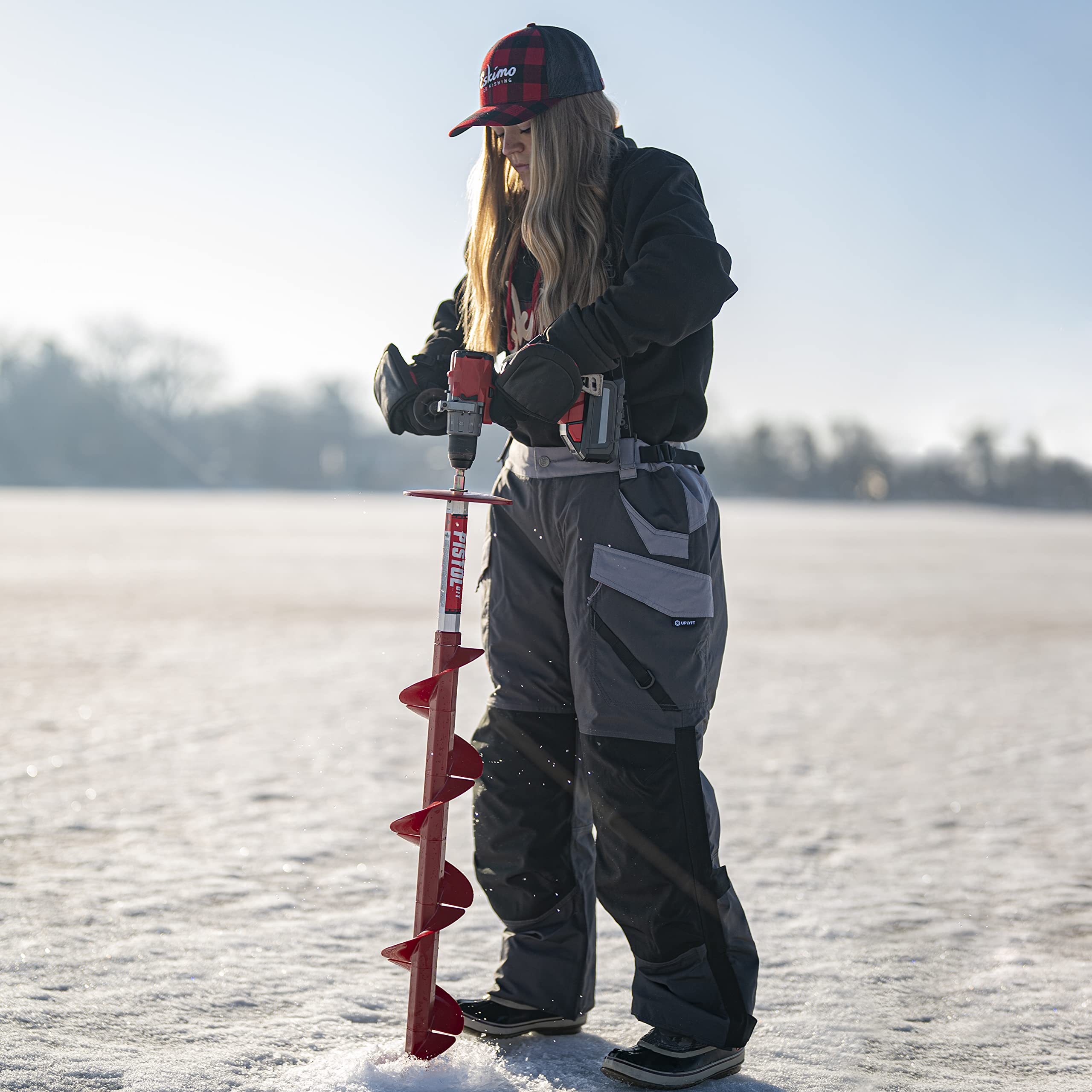 Eskimo 35400 Pistol Bit 6" Drill Adaptive Ice Auger Weighs Only 3.2 Pounds, Redrills Old Holes Easily Extremely Fast Cutting, Red