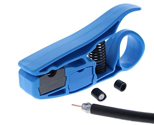 IDEAL Industries, Inc. 45-605 PrepPRO Coax/UTP Cable Stripper, Cable Stripping Tool for RG-59/RG-59 Plenum/RG-6/RG-6 Plenum/RG-6 Quad/RG-6 Quad Plenum, Blue, 1 Coax Stripper,Gray