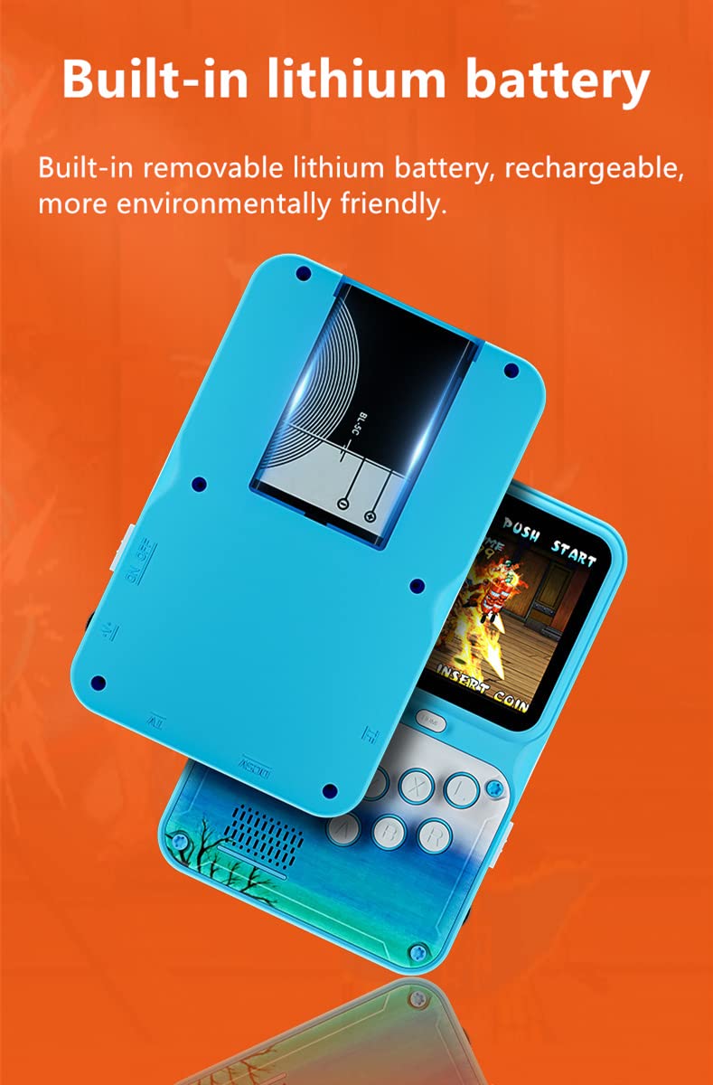 CZT 3.0 inch Colorful Double Game Console Retro Handheld 500-in-1 Nostalgic Video Game can be Connected to TV Multi-Language Rechargeable Lithium Battery Children's Student Gift (Blue)