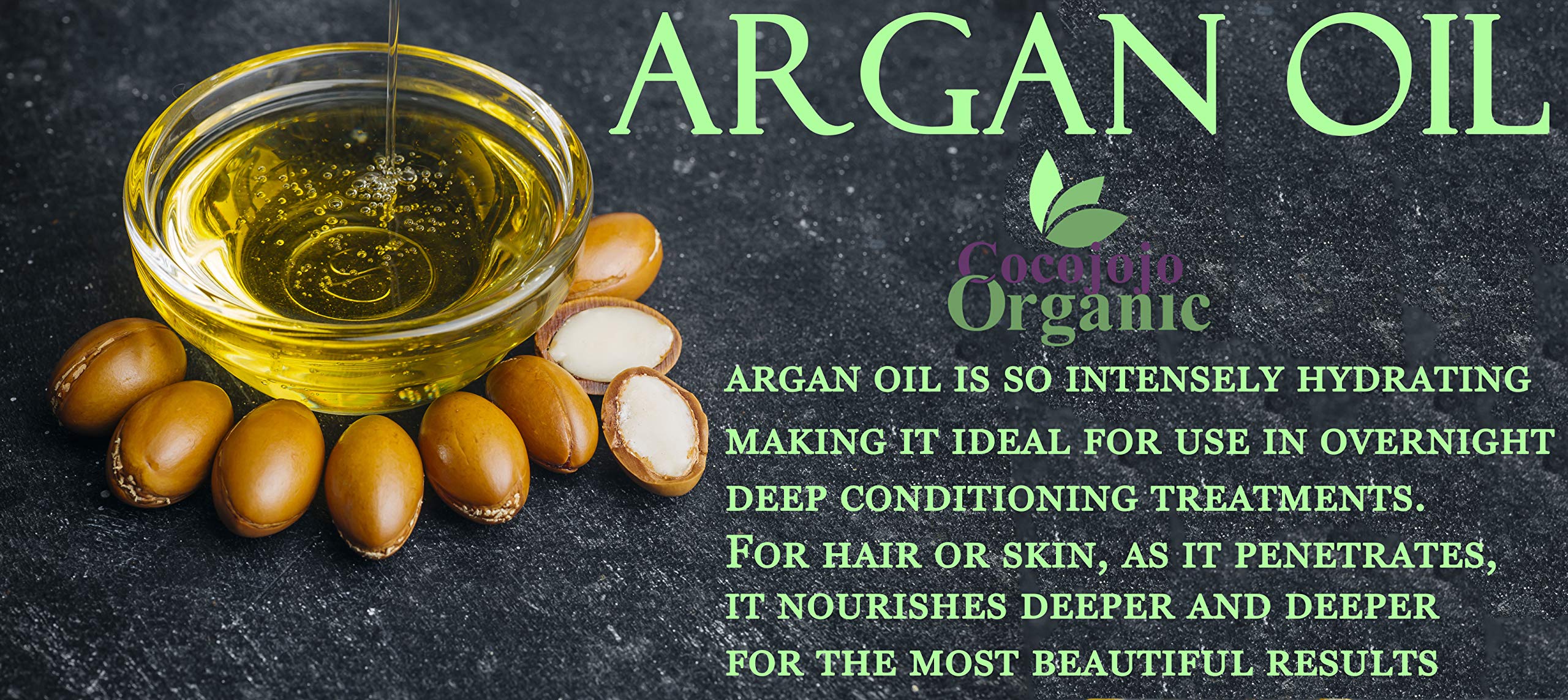 cocojojo Argan Oil - Cold Pressed 8 oz 100% Pure Natural Extra Virgin Unrefined Grade-a Argan Moroccan Marrakesh Oil Moisturizer Hair Face Lips Body Scalp Skin
