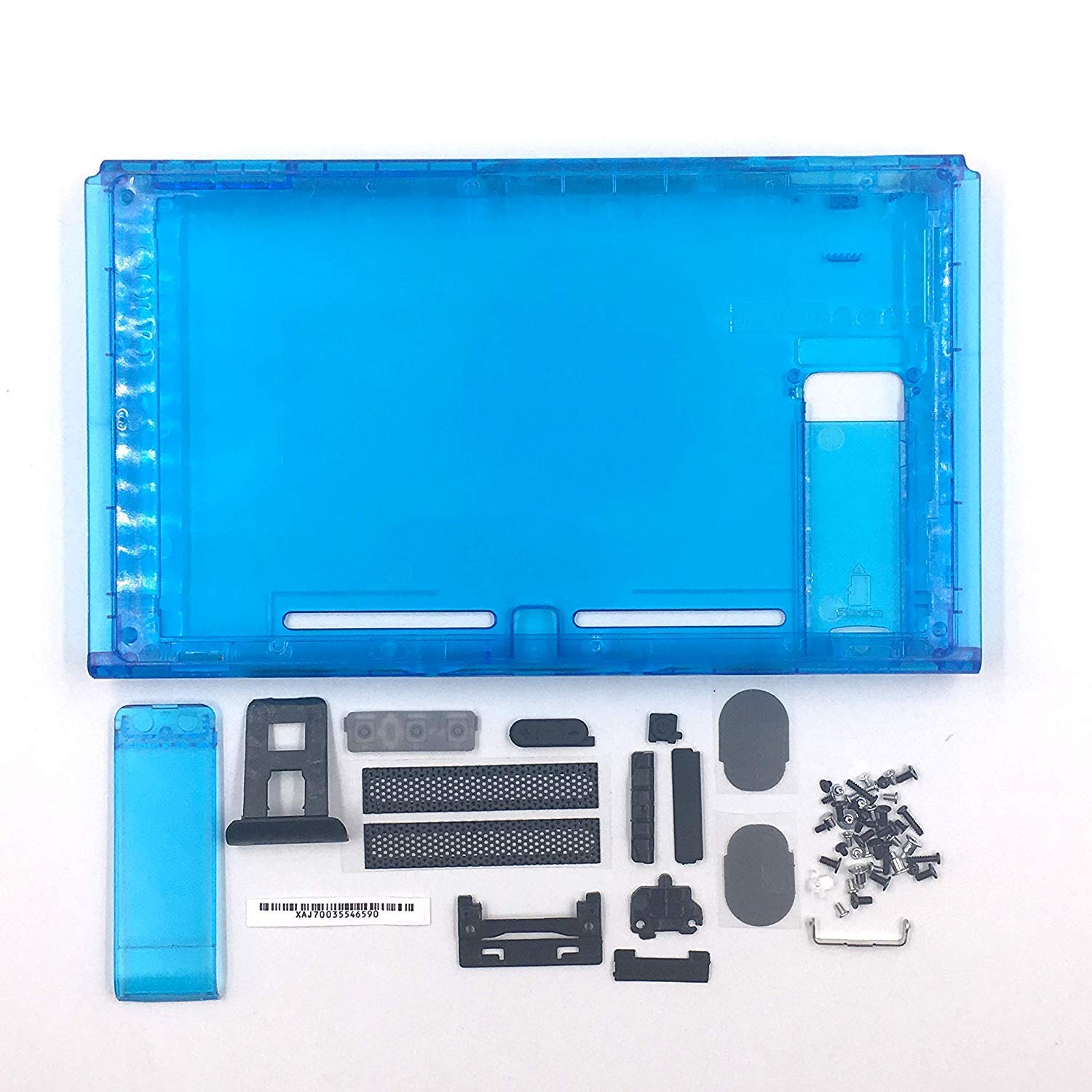 Replacement Hard Housing Shell Front Faceplate Back Cover Case with Buttons Screws Kit for Nintendo Switch NS Console (Clear Blue)
