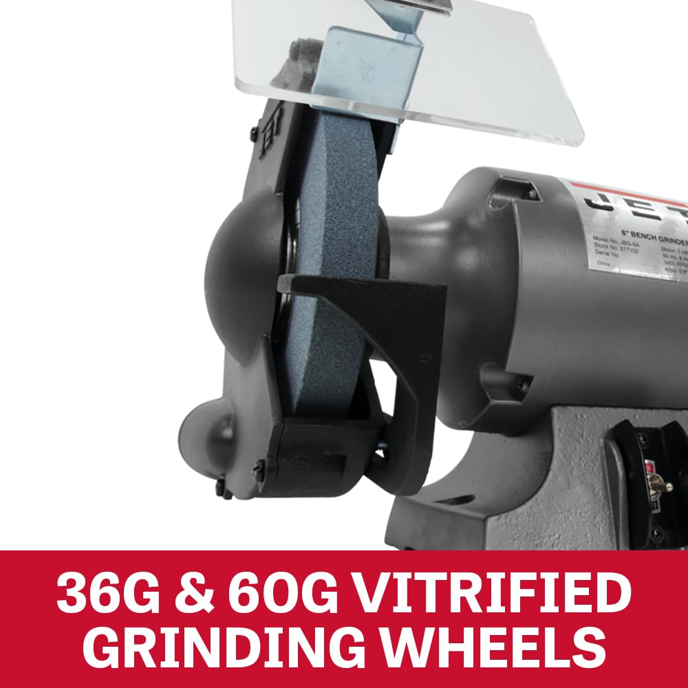 JET 8-Inch Bench Grinder, 3450 RPM, 1/2 HP, 120V 1Ph (Model JBG-8A)