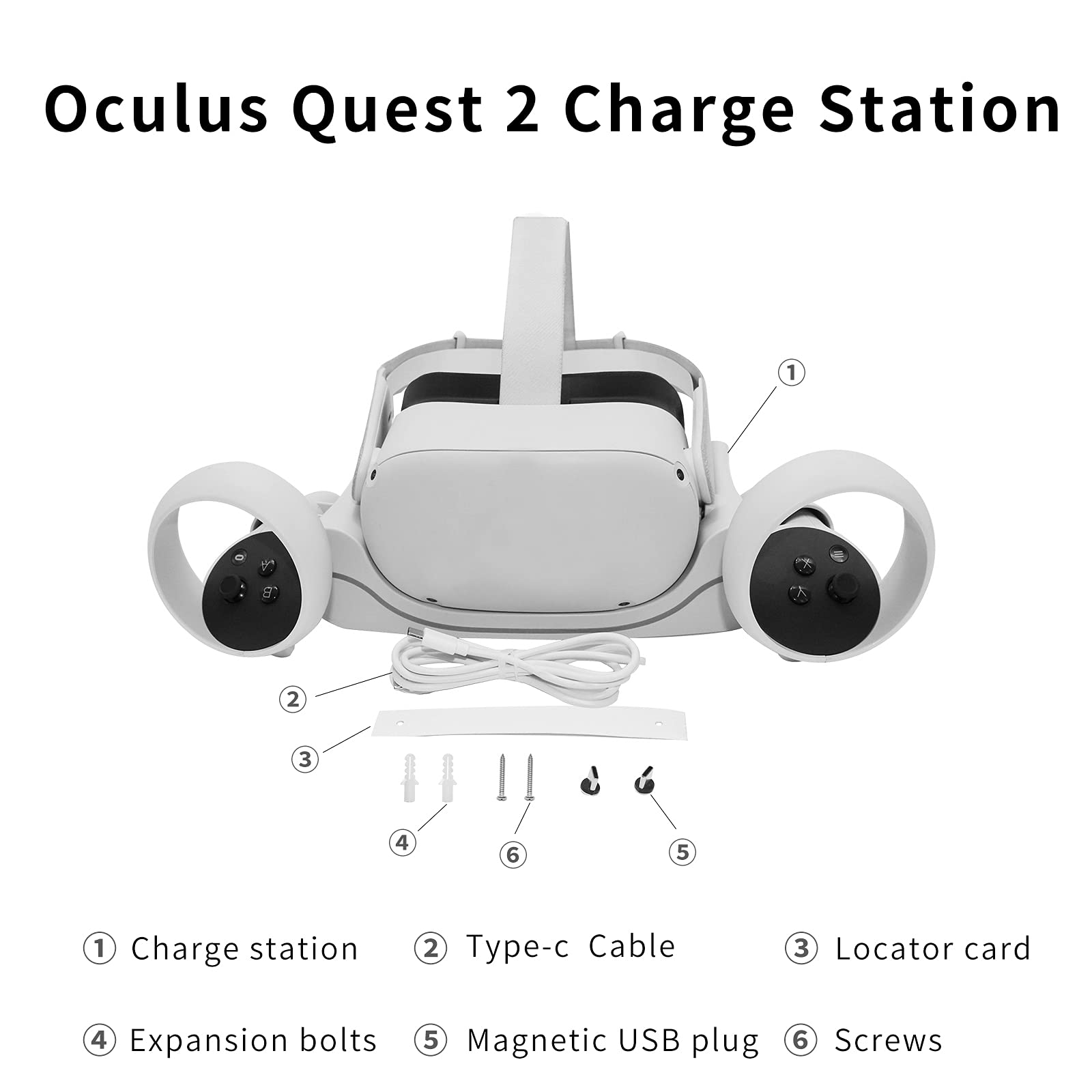 Charge Station VR Wall Mount Storage Stand Hook Storage Magnetic Charge for Quest 2 VR Headset Controllers