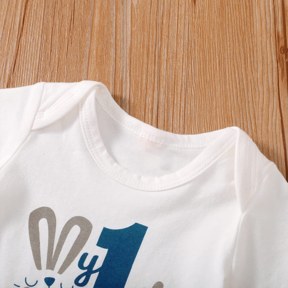 FUNNYBSG Baby Boy Easter Outfit Infant Boy My 1st Easter Bunny Clothes Sets(Grey, 3-6 Months)