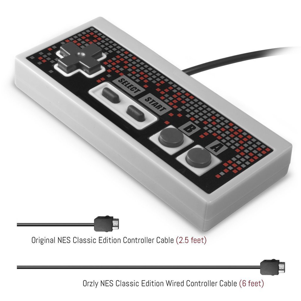 Orzly Essentials Accessory Pack for Nintendo NES Classic (NES Mini) - Accessories Bundle Includes 2X Control Pads, 2X Cable Extension Leads for Controllers and 1x Travel Bag (Console Not Included)