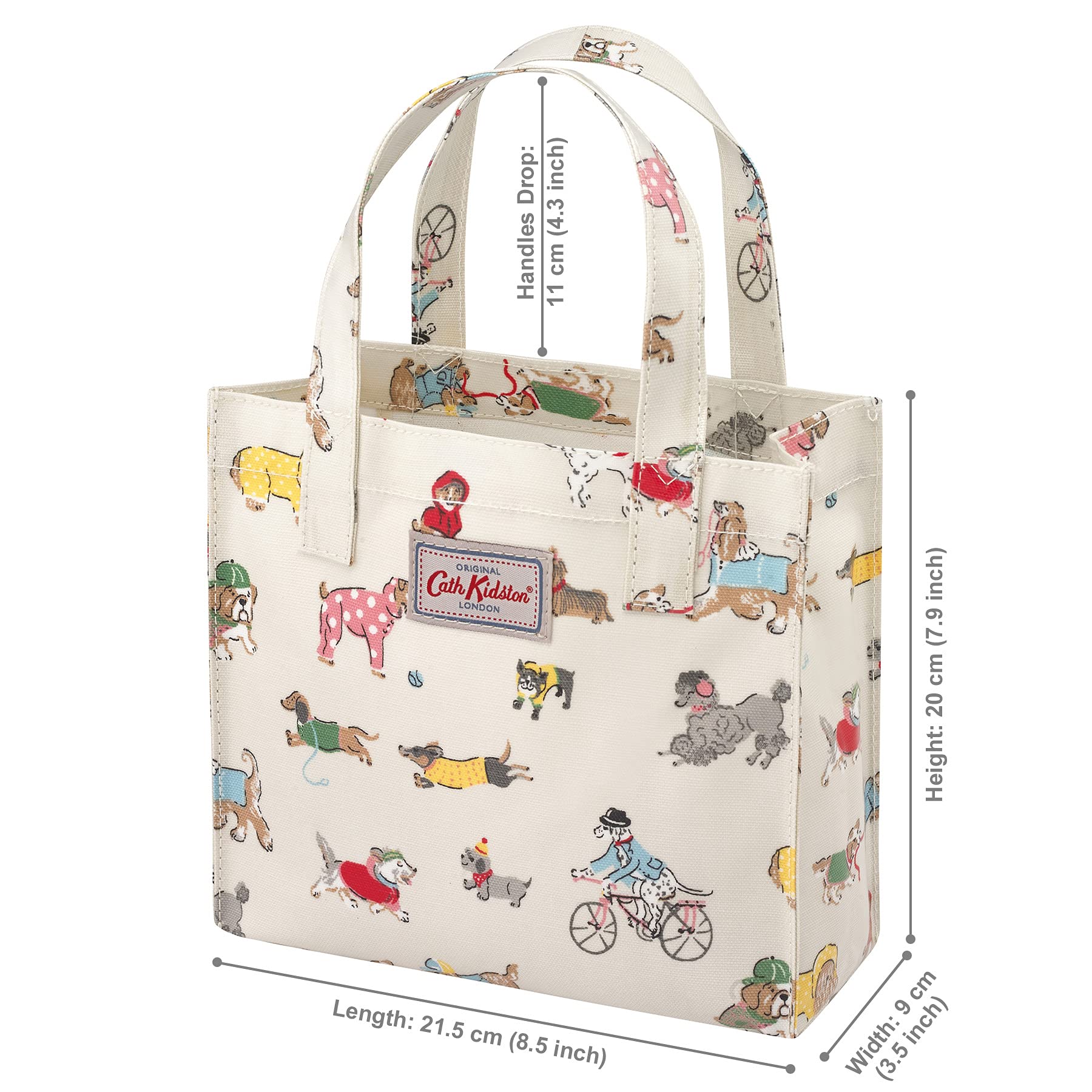 Cath Kidston S Bookbag Oilcloth Mini Open Top Handle Bag Small Size Lunch Bag Water Resistant Material (Small Park Dogs)