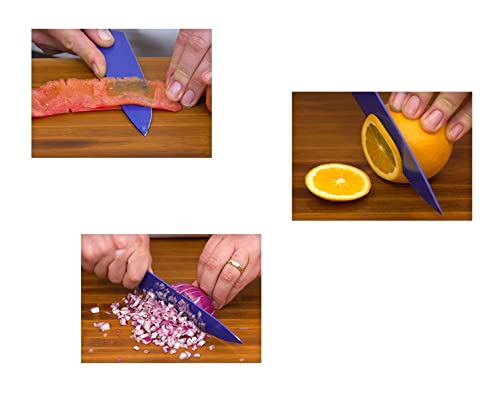 Diamond Gourmet Sharp Knife and Peeler Set Diamond Infused Chef Knife Stainless Steel 8 inch (Comes in a brown box)(Pack of 2 sets) - 4pcs Cobalt Blue