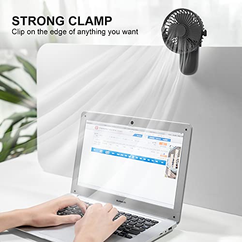 Ideapro 6 inch Portable Clip on Fan, Battery Operated USB Fan, Small Desk Fan with 3 Speeds, Strong Clamp, 360°Rotate Personal Fan for Office Home Dorm Stroller(Black)…