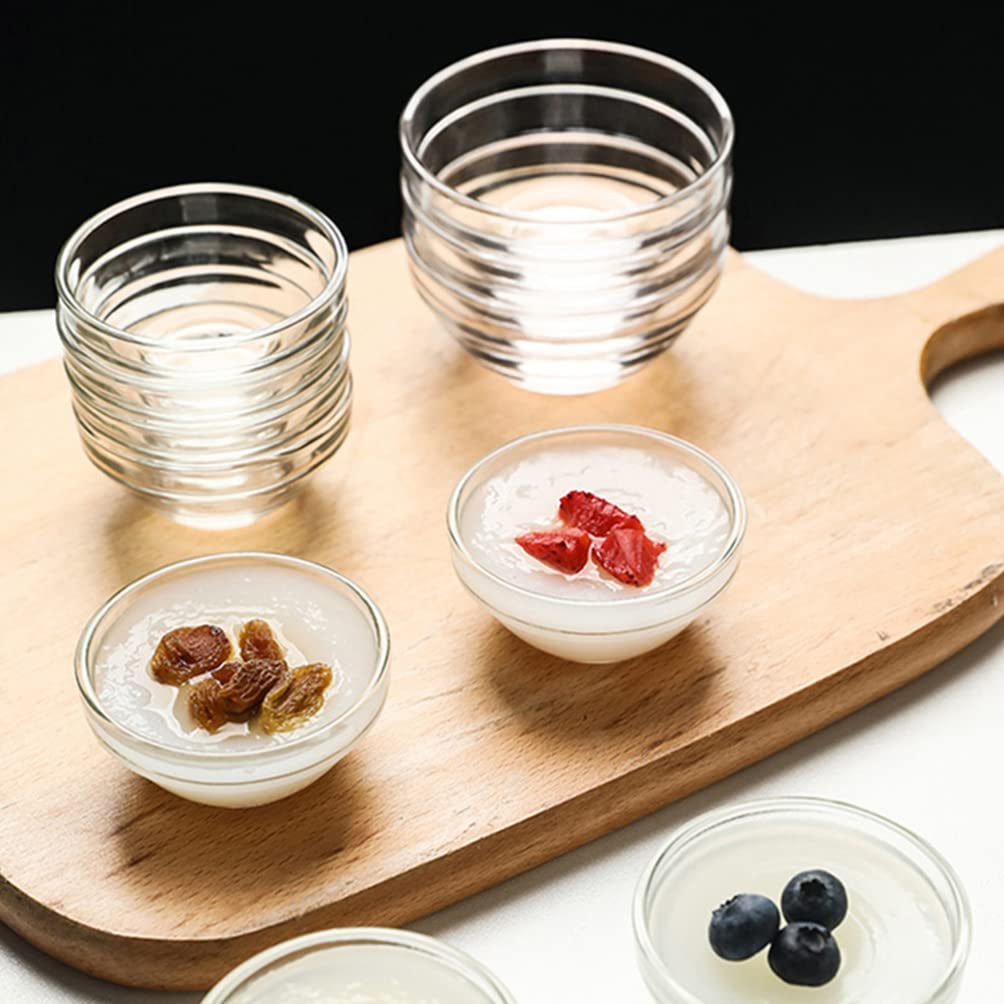DOITOOL Stackable Clear Bowl Set of 10 Glass Bowls, Mini Prep Bowls Stackable Glass Serving Bowls for Kitchen Prep, Dessert, Dips, Salad, Candy Dishes, 2.4 x 1.1 Inch Small Glass Bowls