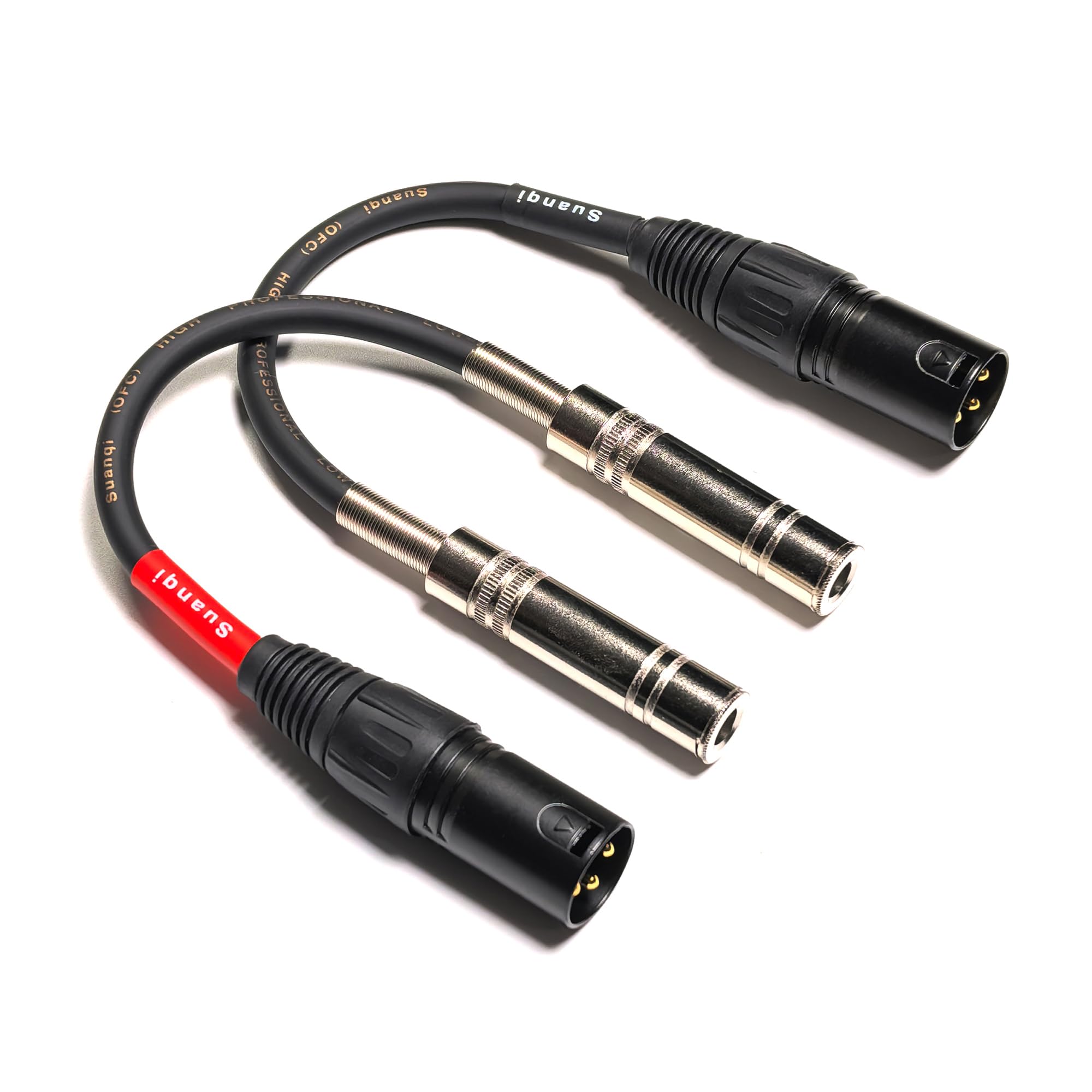 Suanqi XLR Male to 1/4 inch TRS Female Adapter Cable, 6 inch, 2 Pack (XLR Male to TRS Female)