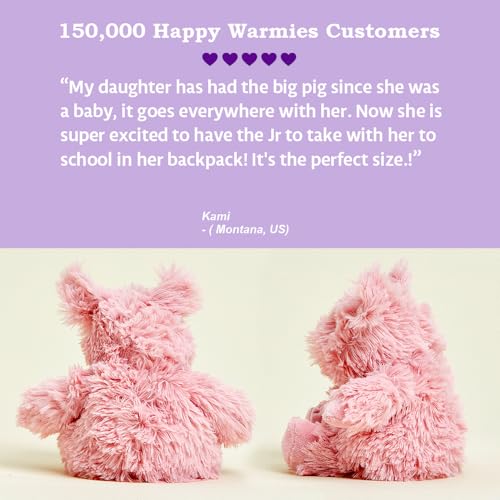 warmies Junior Pig Microwavable, Hot or Cold for Cool Relaxation and Warm Relief, Lavender Scented Cozy Plush Animal