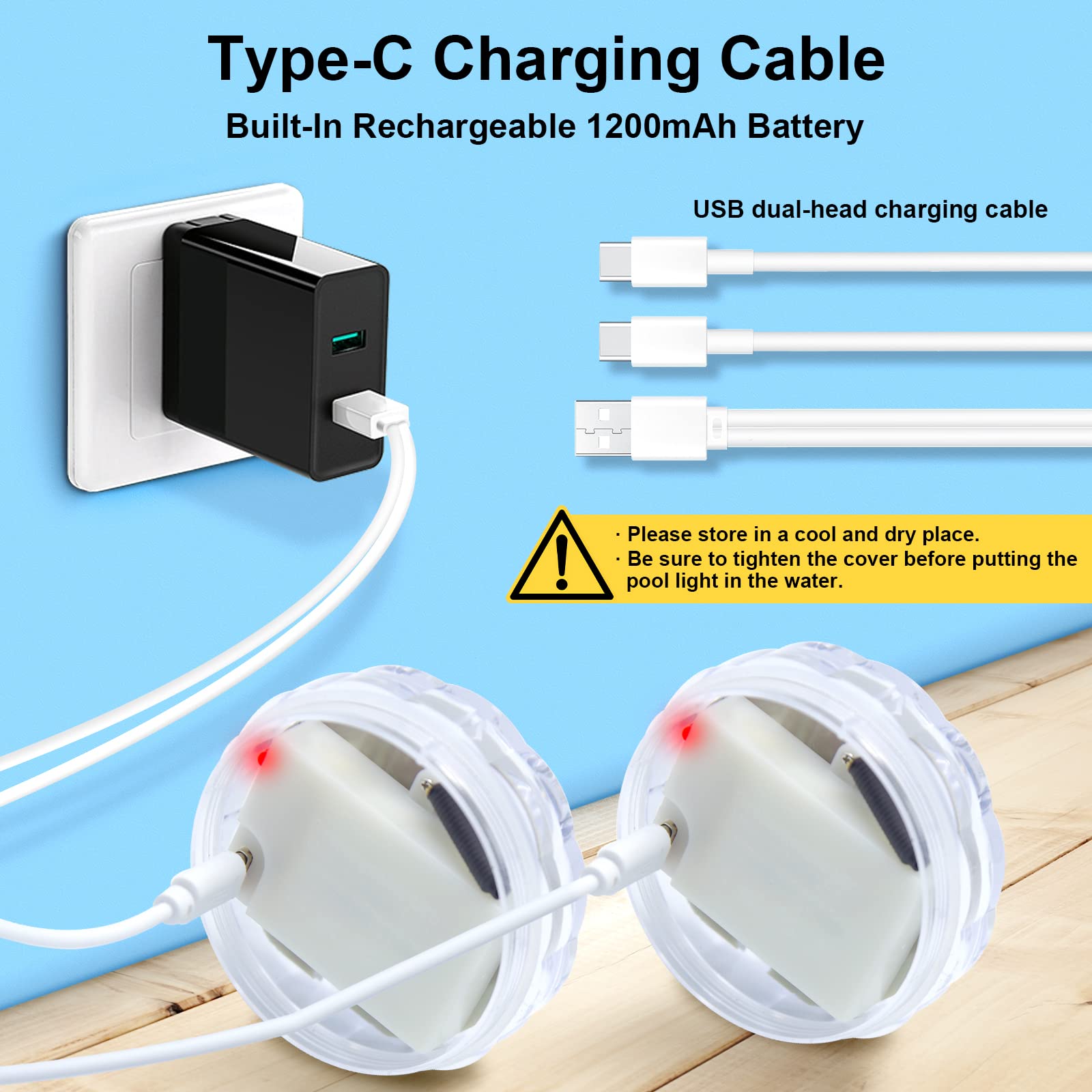 Creatrek Rechargeable Pool Lights (2PACK)