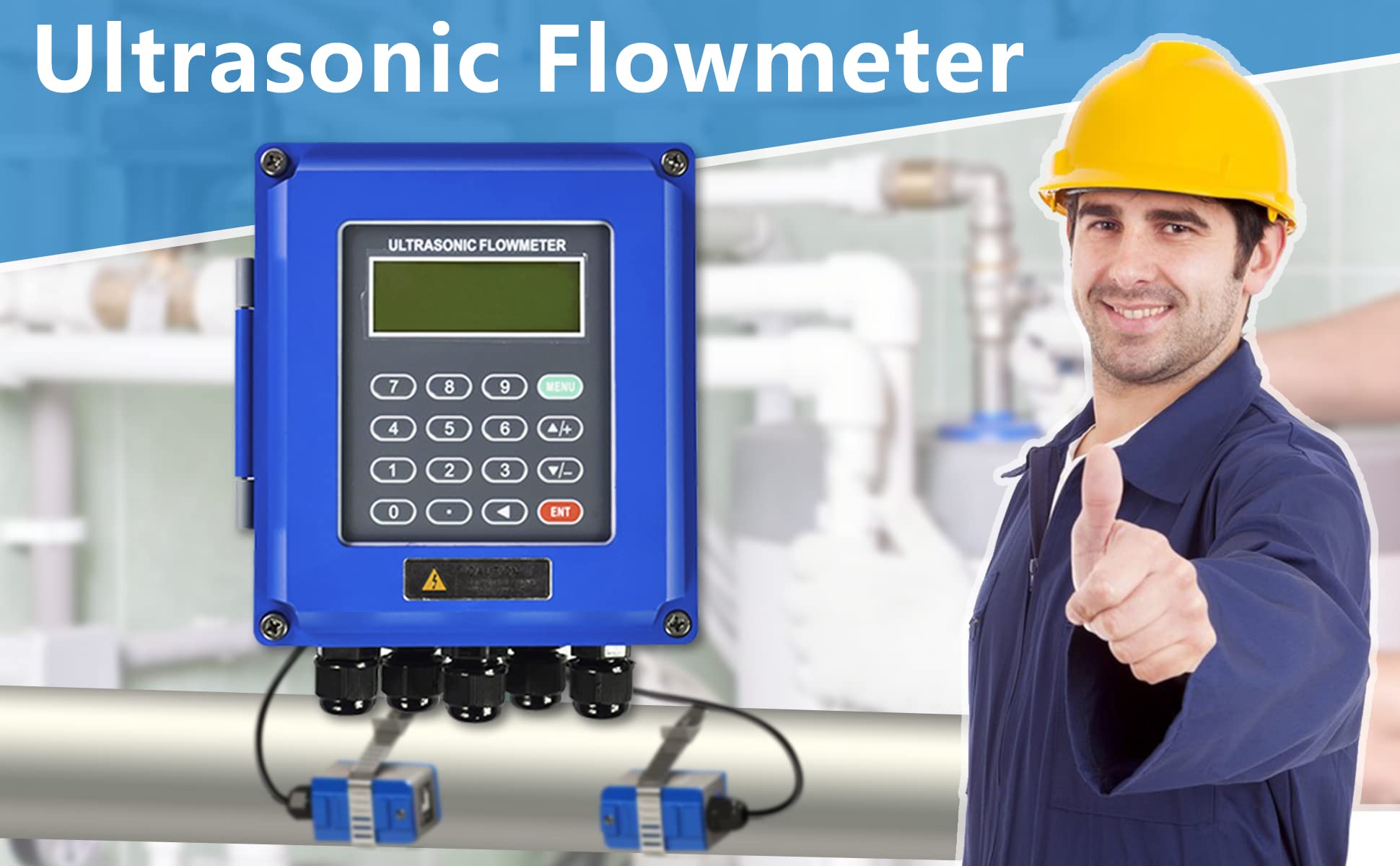 GELTTULU Digital Ultrasonic Flow Meter TUF-2000B Liquid Flowmeter IP67 +TM-1 DN50-700mm