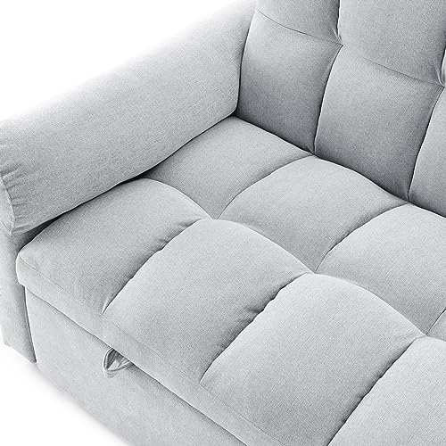 ERYE 3 in 1 Convertible Sleeper Sofabed,Modern Linen Tufted Upholstered Loveseat Sofa&Couch with Pull Out Sleep Couch Bed and Padded Armrests for Home,Office,Apartment,RV Living Room
