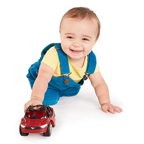 Bright Starts Ford Rattle & Roll Mustang Race Oball Car Toy Push and Go Vehicle, Easy Grasp, Ages 3 Months+, Red & Black