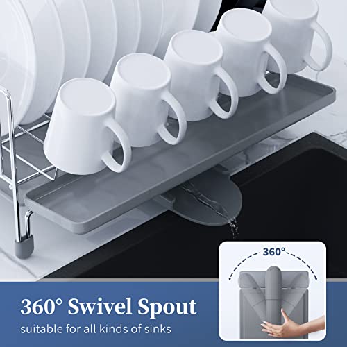 Kitsure Dish Drying Rack, Large Kitchen Dish Rack and Drainboard Set with Easy Installation, Durable Stainless Steel Dish Rack for Counter