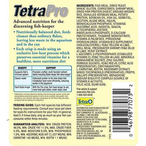 TetraPro Tropical Crisps 6.70 Ounces, Fish Food, Advanced Clear Water Formula