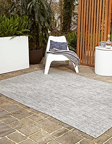 Rugs.com Outdoor Solid Collection Rug β 3' x 5' Light Gray Flatweave Rug Perfect for Entryways, Kitchens, Breakfast Nooks, Accent Pieces