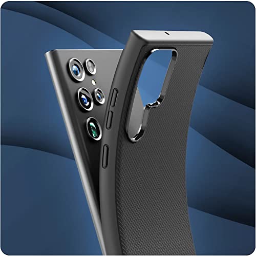 Encased Thin Armor Designed for Samsung Galaxy S22 Ultra Belt Clip Case, Slim Fit Phone Case with Holster (Matte Black)