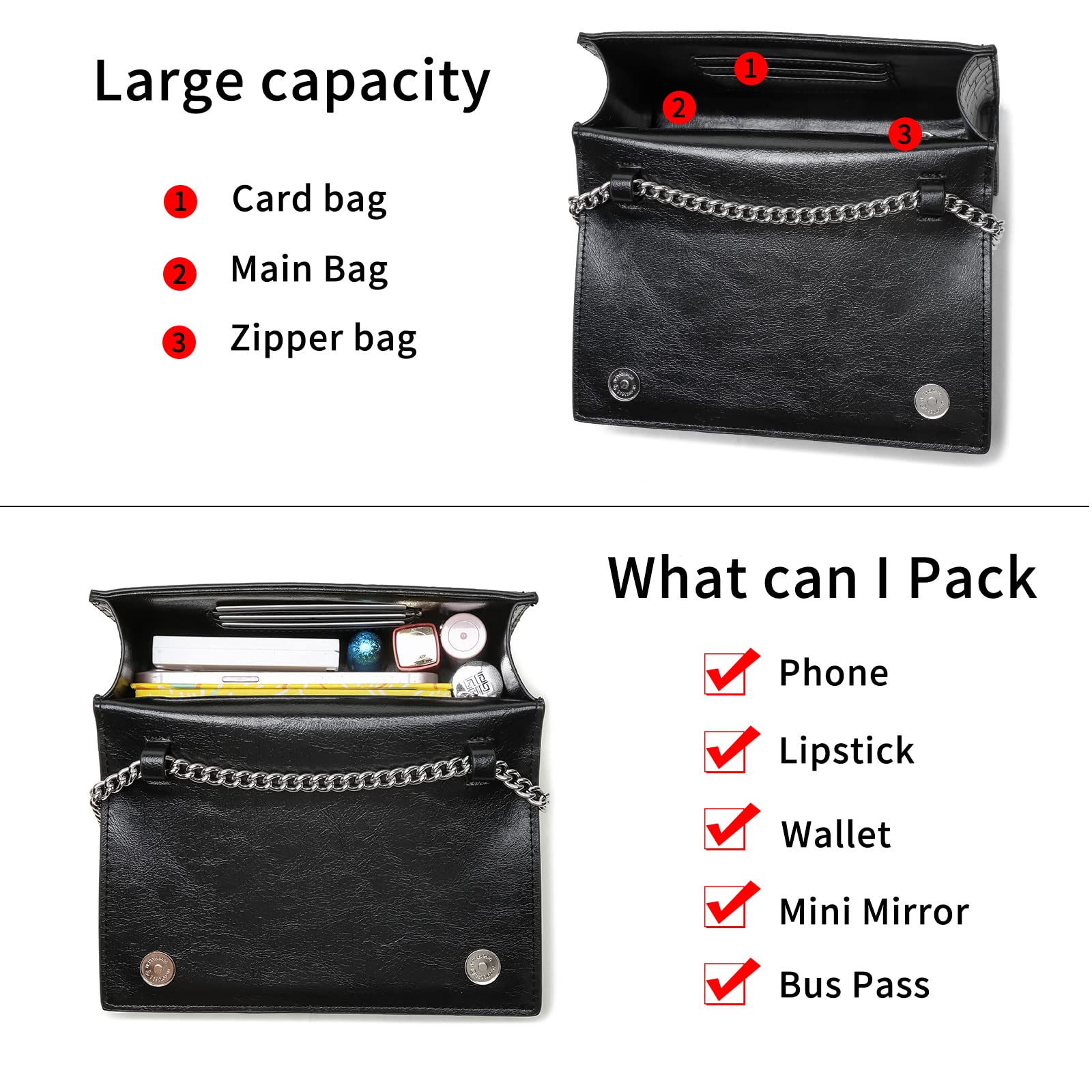 Crocodile Leather Crossbody Bags for Women Leather Cross Body Purses Cute Designer Handbags Shoulder Bag Concise Style (Black)