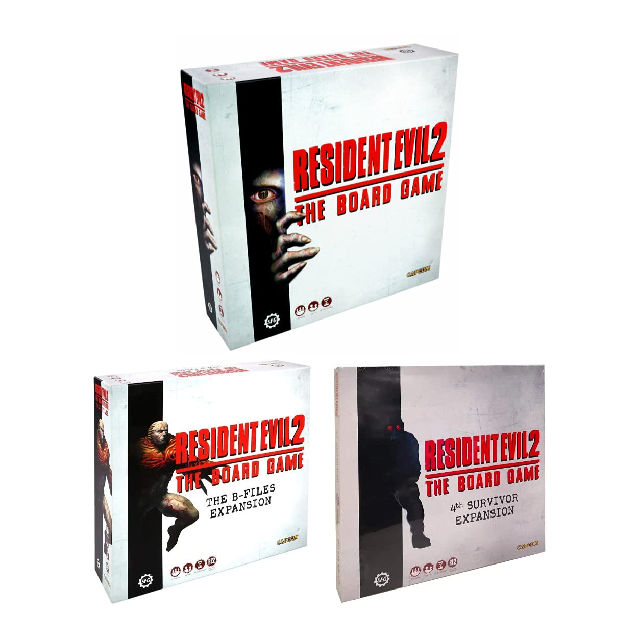 Resident Evil 2 The Board Game Bundle: Base Game, 4th Survivor and B-Files Expansions (3 Items)