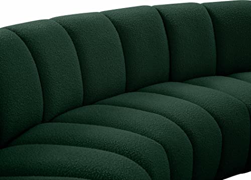 Meridian Furniture 643Green-2PC Infinity Collection Modern | Contemporary Upholstered 2pc Modular Sectional with Luxurious Deep Channel Tufting, Green, 83" W x 41" D x 32.5" H